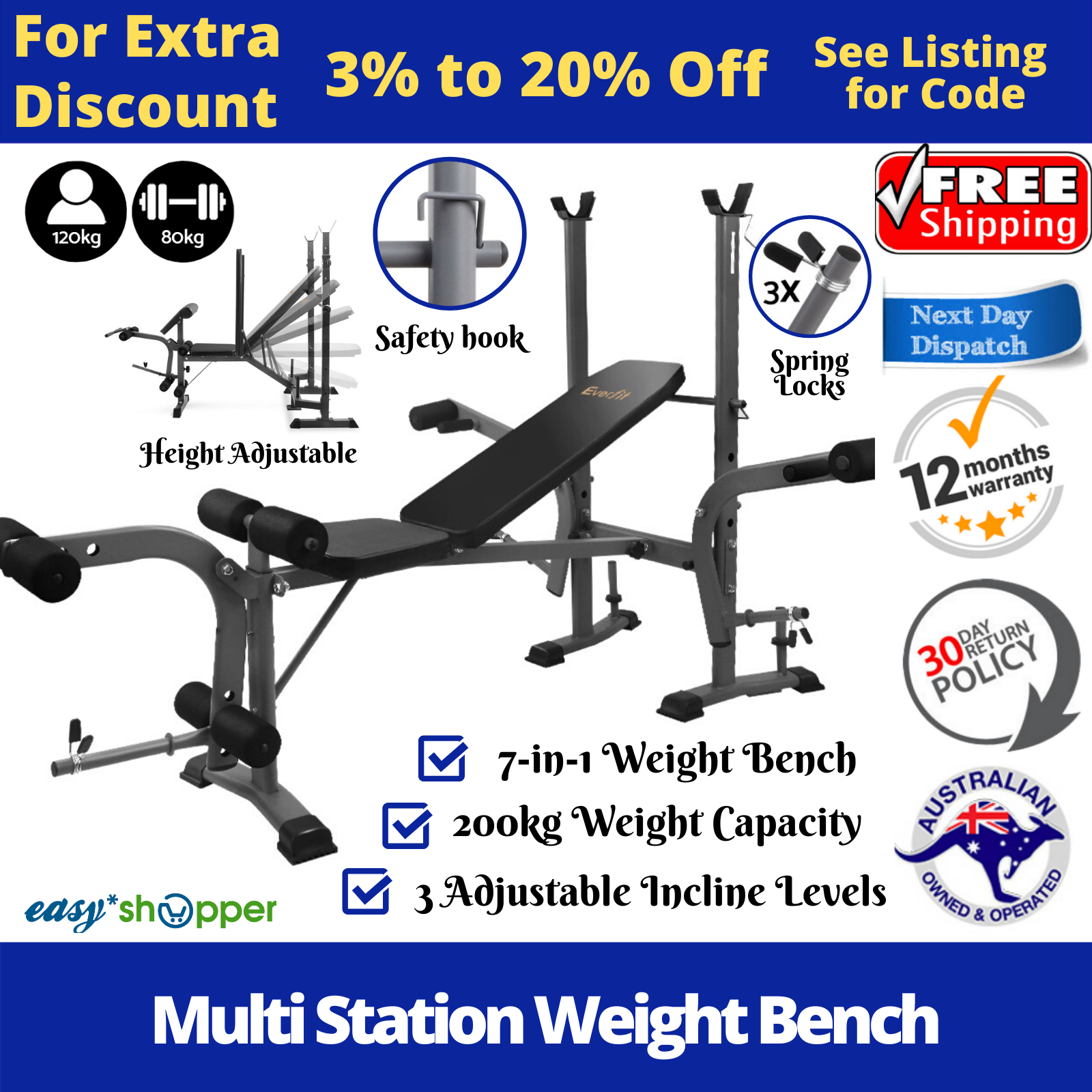 Weight-Bench-Multi-Station-Weight-Bench Gallery Image 1 – Easyshopperoz