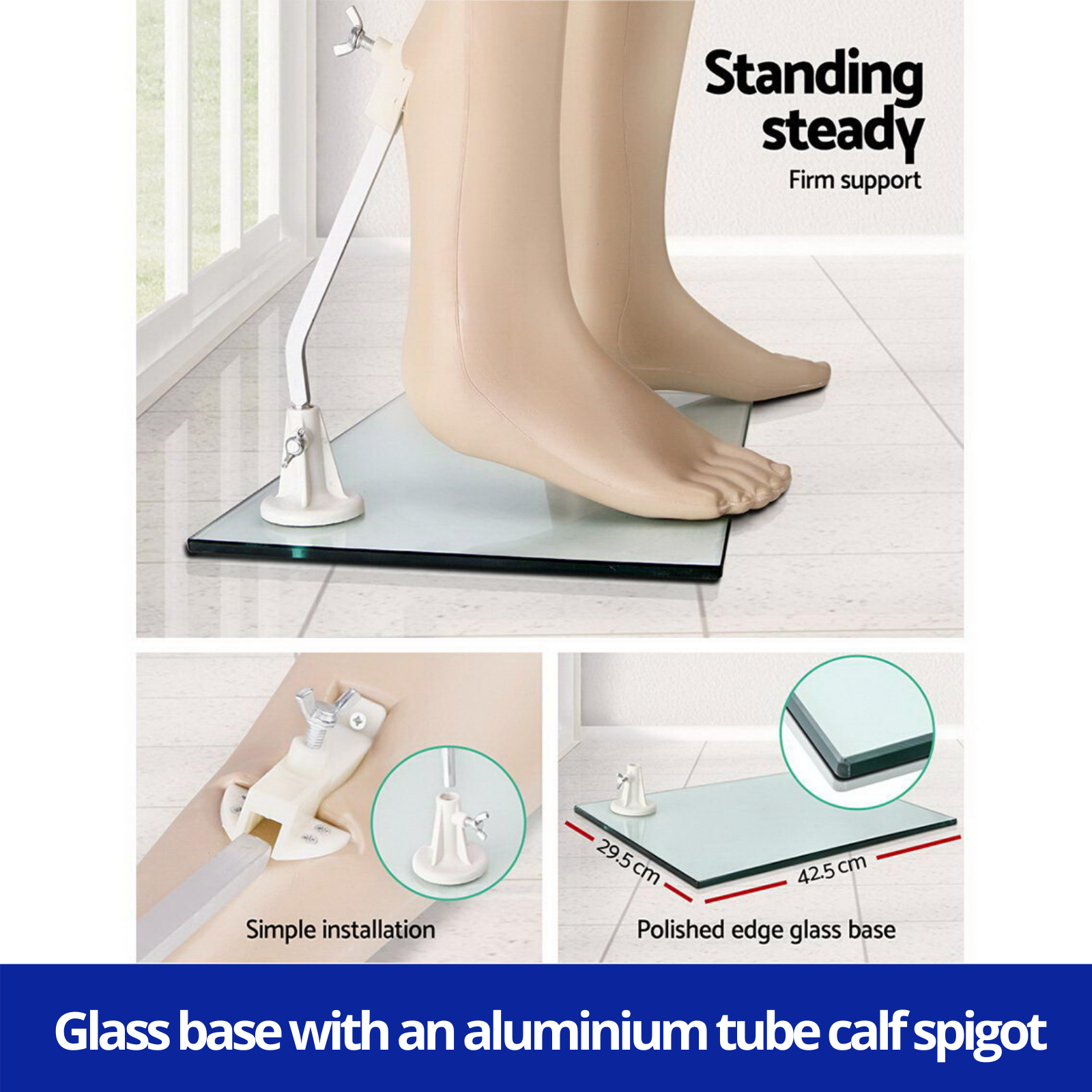 Full-Body-Mannequin-Male-Glass-base-with-an-aluminium tube-calf-spigot ...