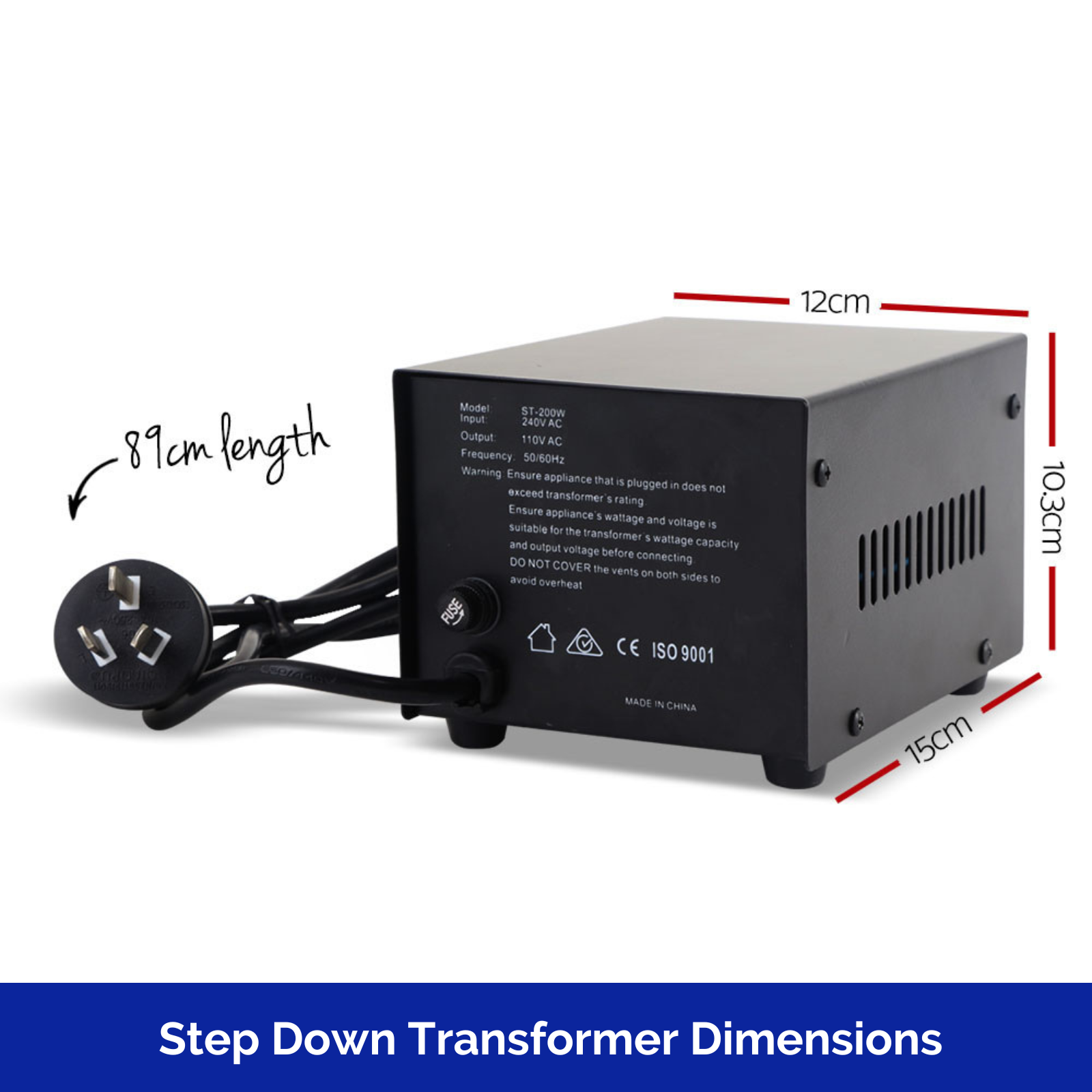 Giantz 200W 240V TO 110V Step Down Stepdown Transformer Voltage ...
