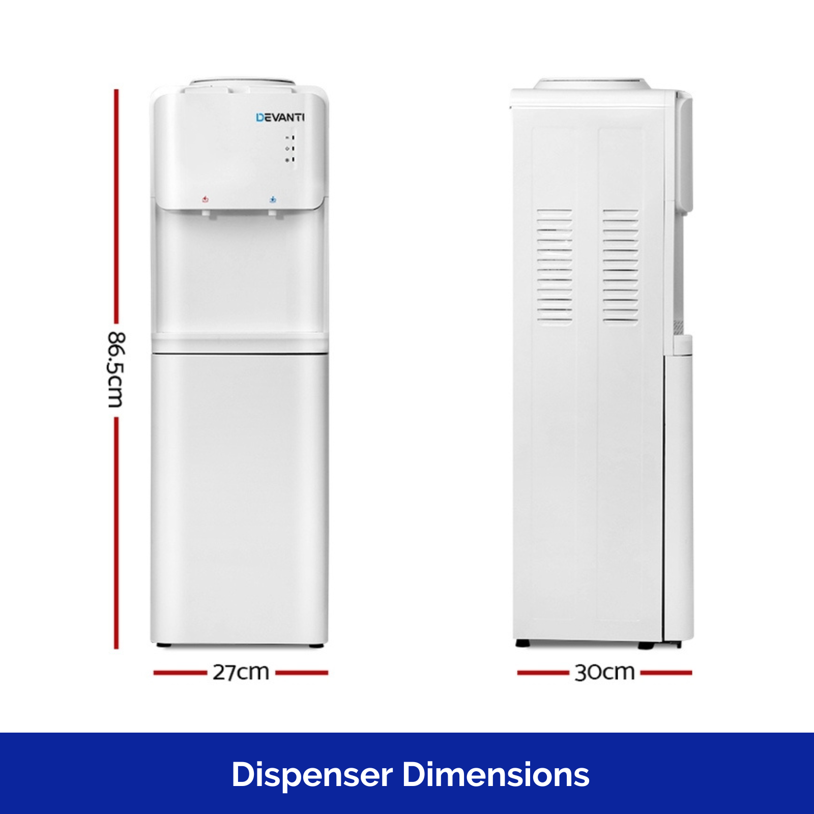 Devanti Water Cooler Dispenser Stand Hot Cold Taps Home Office Drinking ...